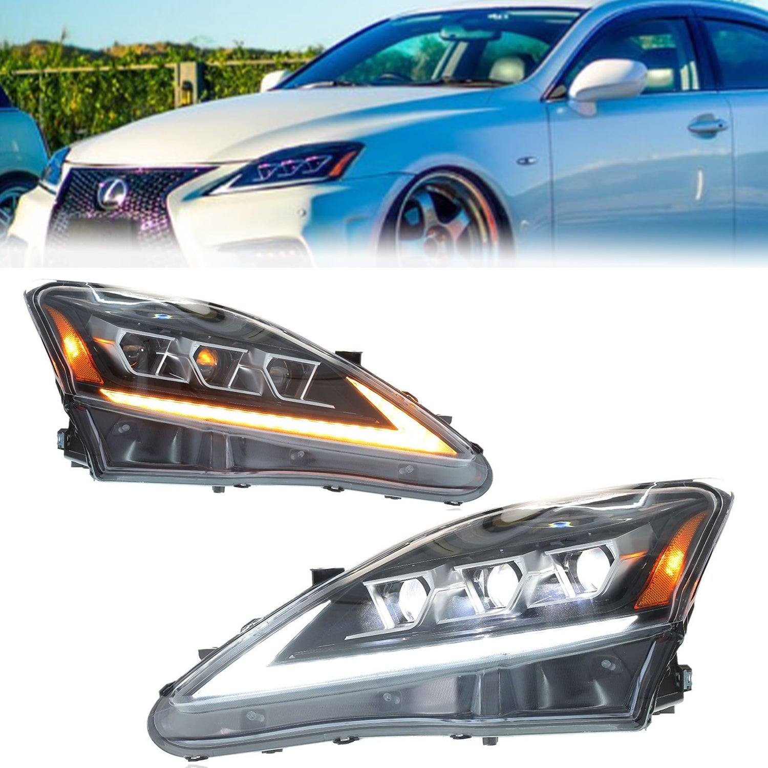 Archaic Full LED Headlights Assembly For Lexus IS250 2006-2012 – JDMuscle