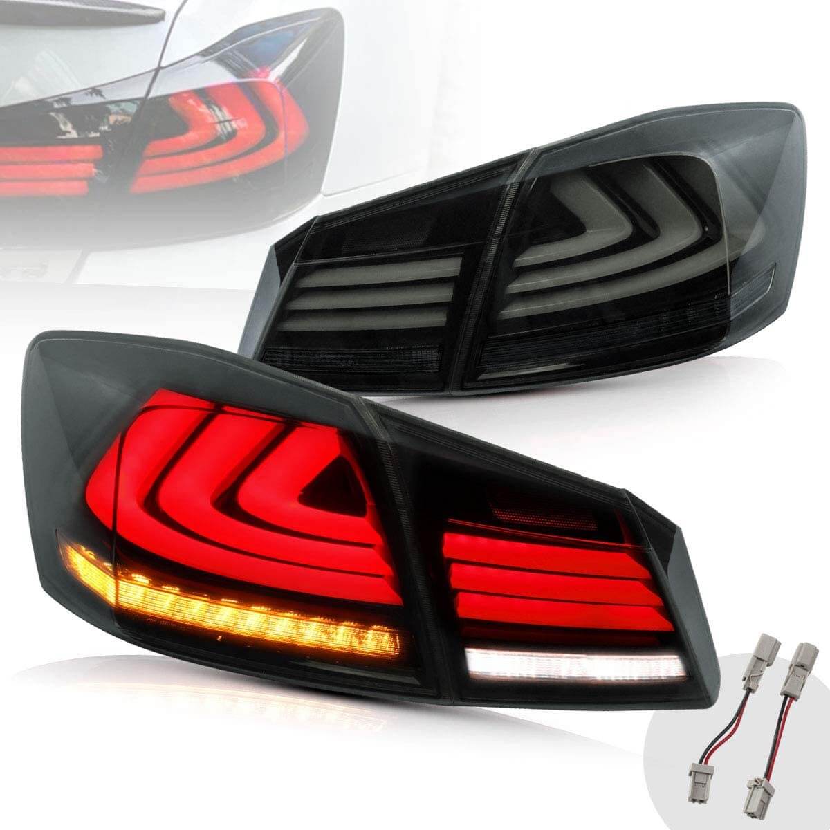 VLAND 13-15 Accord Full LED Sequential Tail Lights ABS PMMA GLASS Mate ...