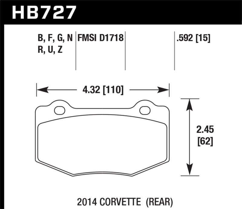 Hawk Performance DTC-30 Rear Race Brake Pads for Chevrolet Corvette an ...