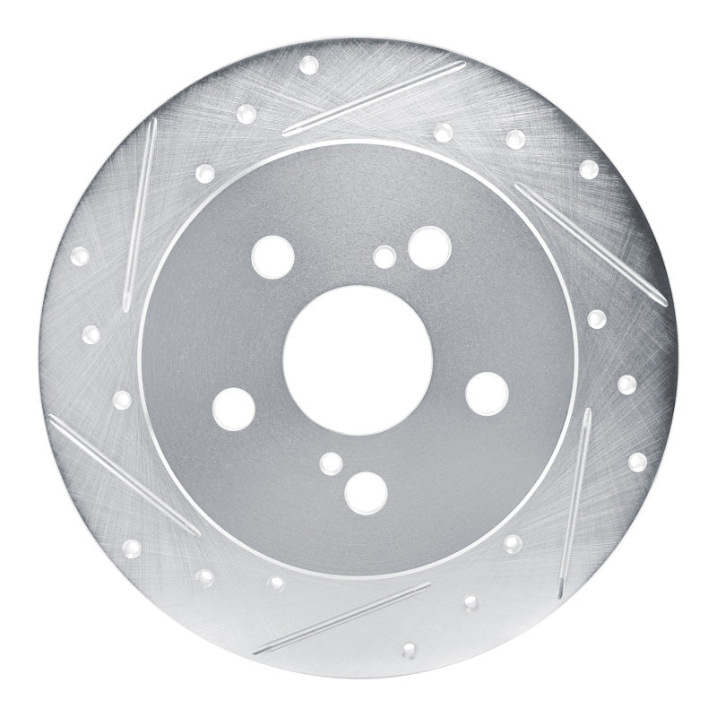 R1 Concepts Rear Left Drilled & Slotted Silver Brake Rotor for Toyota ...