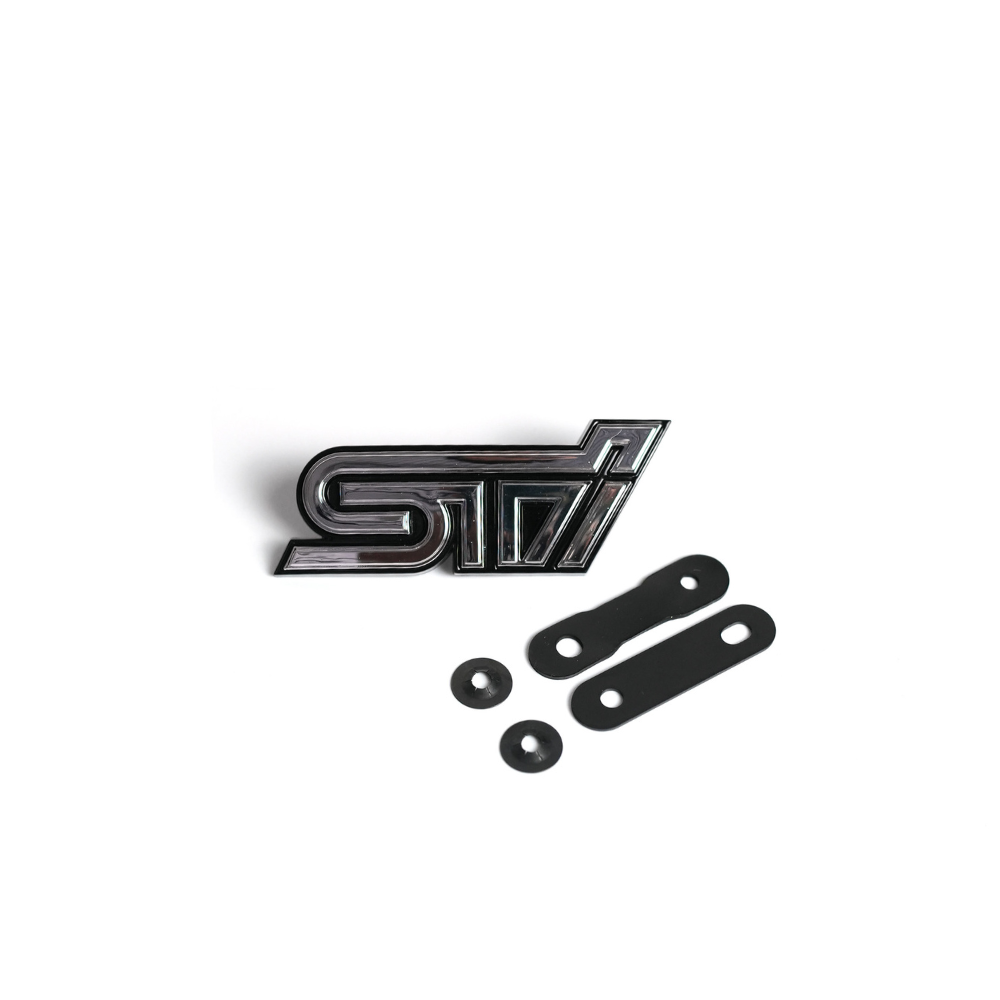 Black Sti Logo Genuine Subaru STi Rear Boot Badge 01 07 Cherry Red