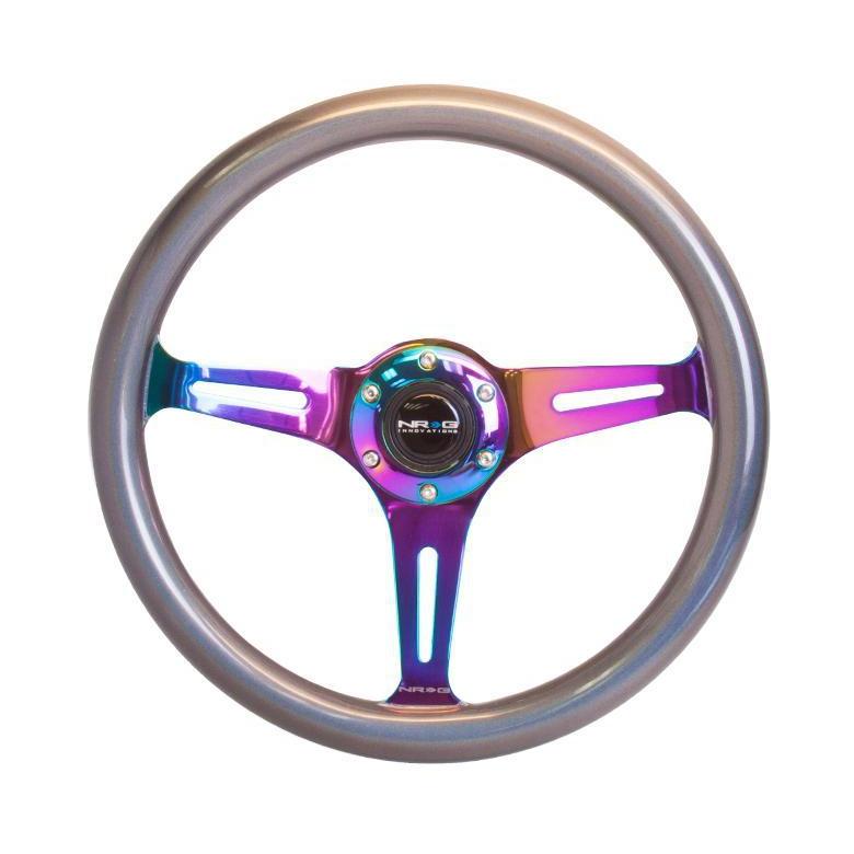 NRG Classic Chameleon Wood Grain w/ NeoChrome Center Steering Wheel ...